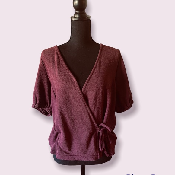 Lush | Tops | Everything Must Go Crossover Burgundy Blouse Size Medium ...